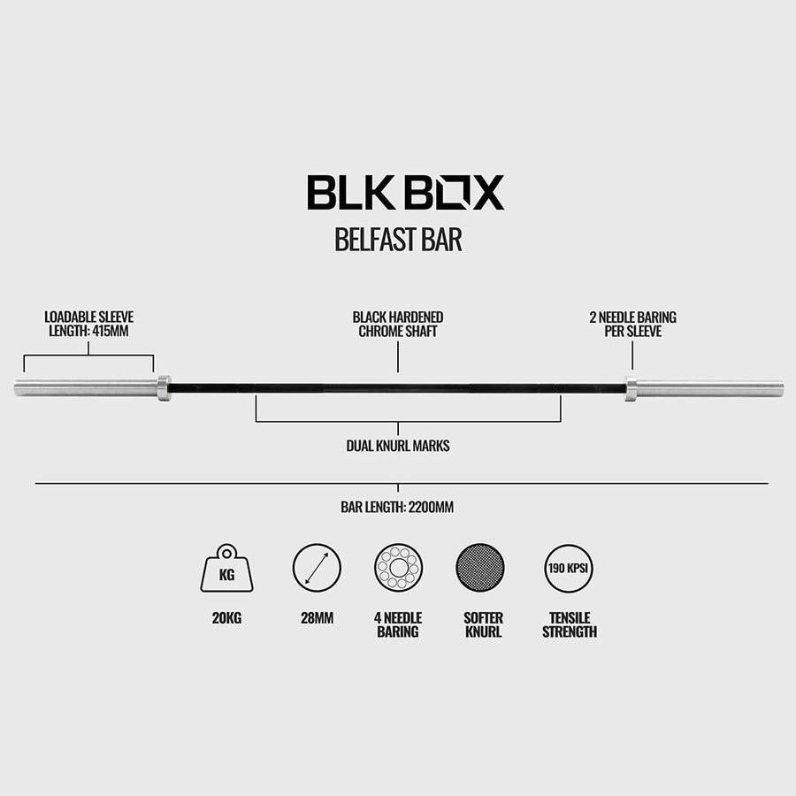 BLK BOX Belfast Weightlifting Bar - 20kg Olympic barbell